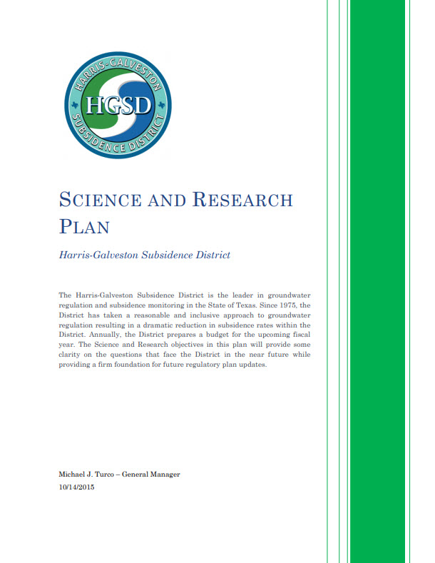 Science and Research Plan - Harris Galveston Subsidence District